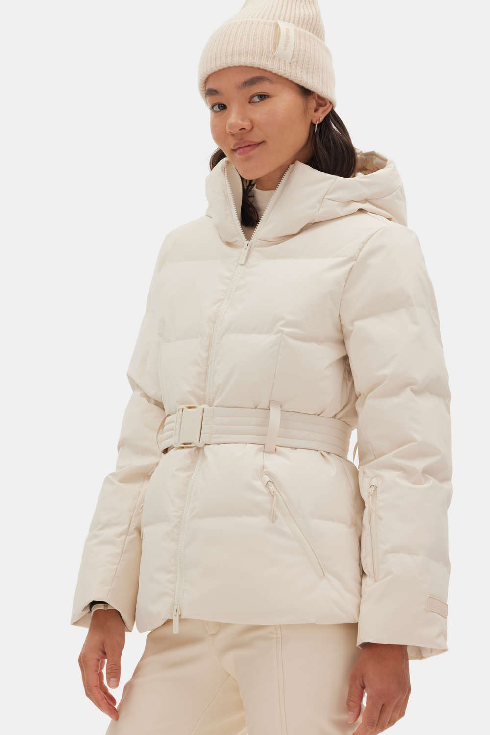 Halfdays | Hedy Belted Puffer in Oat Milk